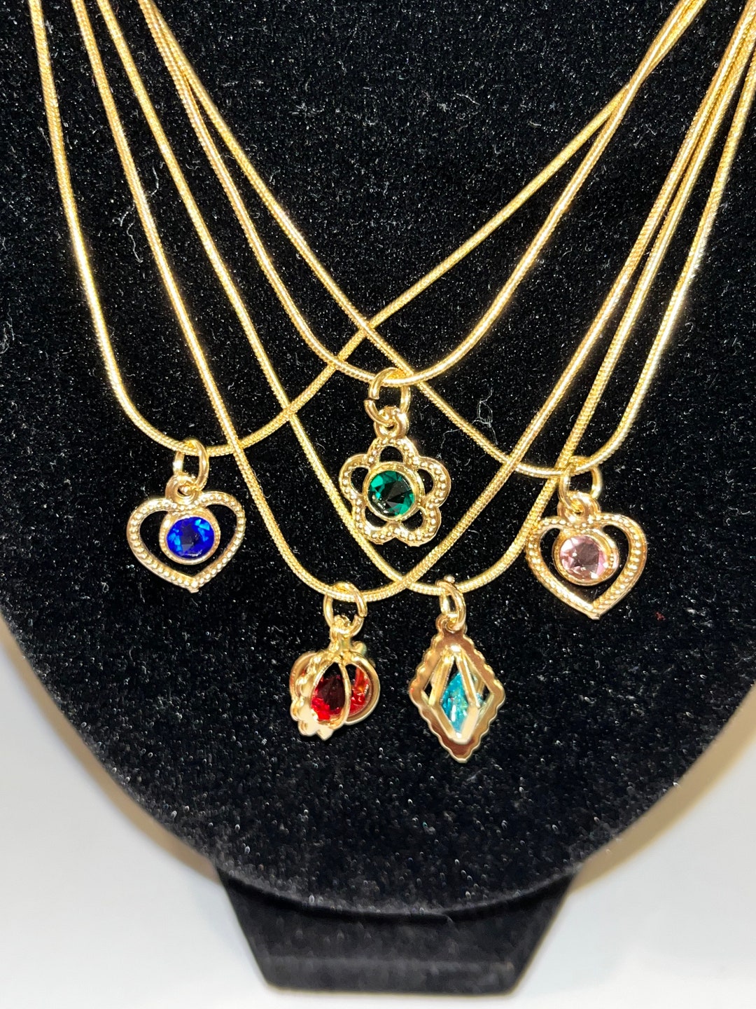 Alloy Single Colored Diamond Enclosed Necklace - Etsy