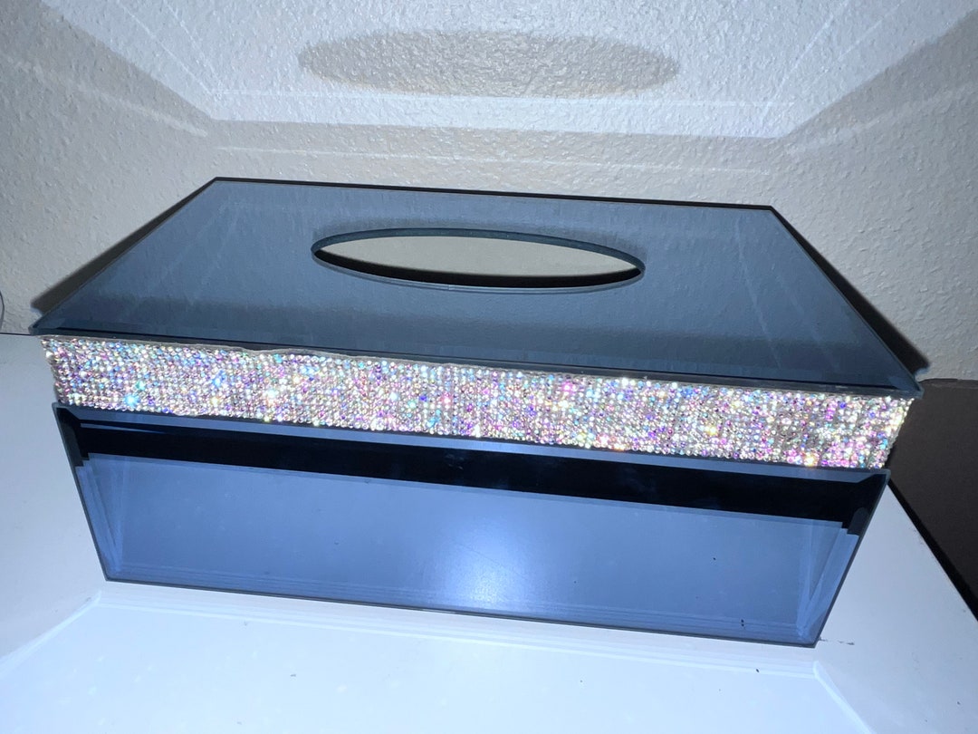 AB Multi Diamond Blue Glass Tissue Box - Etsy
