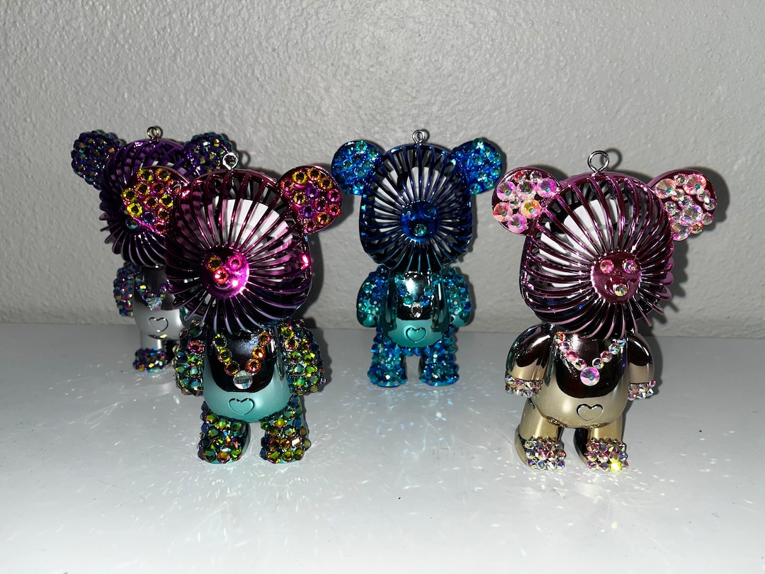 Bedazzled Metallic Teddy Bear Mini Fan - Etsy