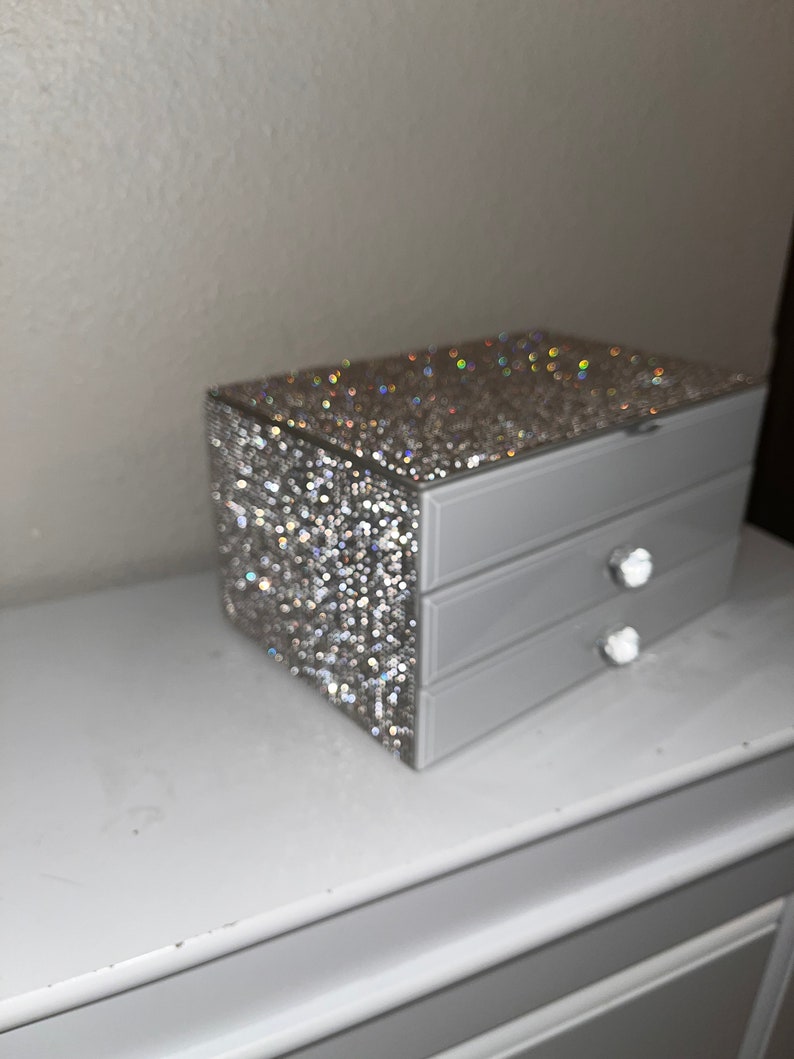 White Diamond Glass Jewelry Box - Etsy