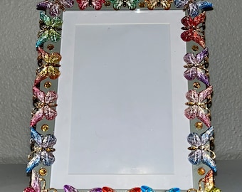 Vintage Enameled and Jeweled Butterfly Photo Frame/photo Display ...