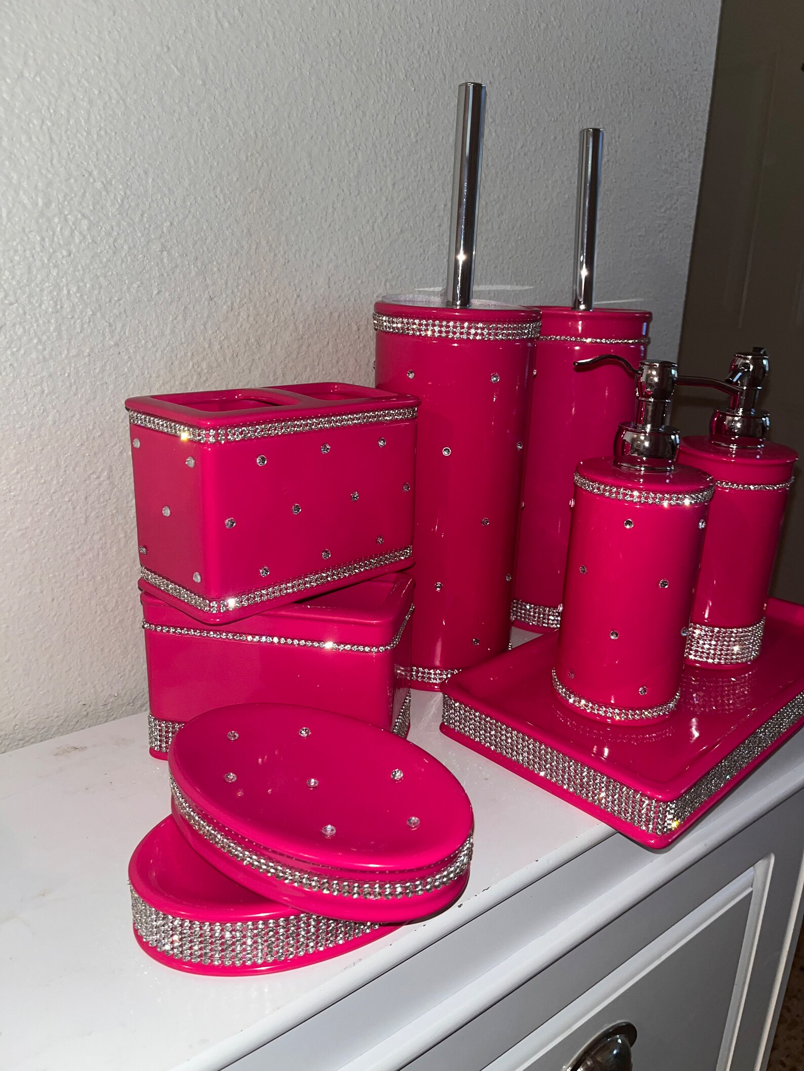 Hot Pink Diamond Bath Accessories - Etsy