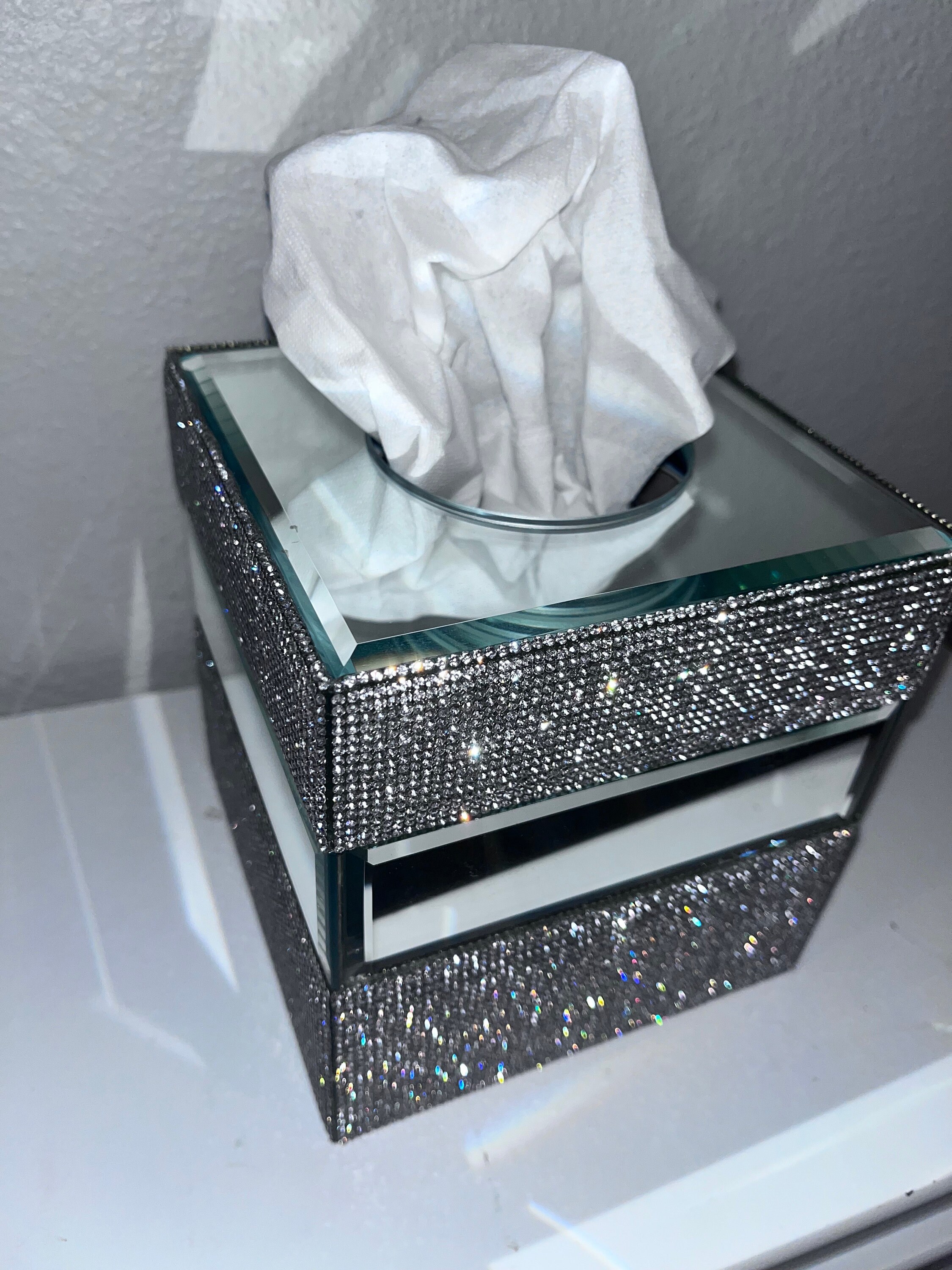 Diamond/mirror Tissue Box - Etsy