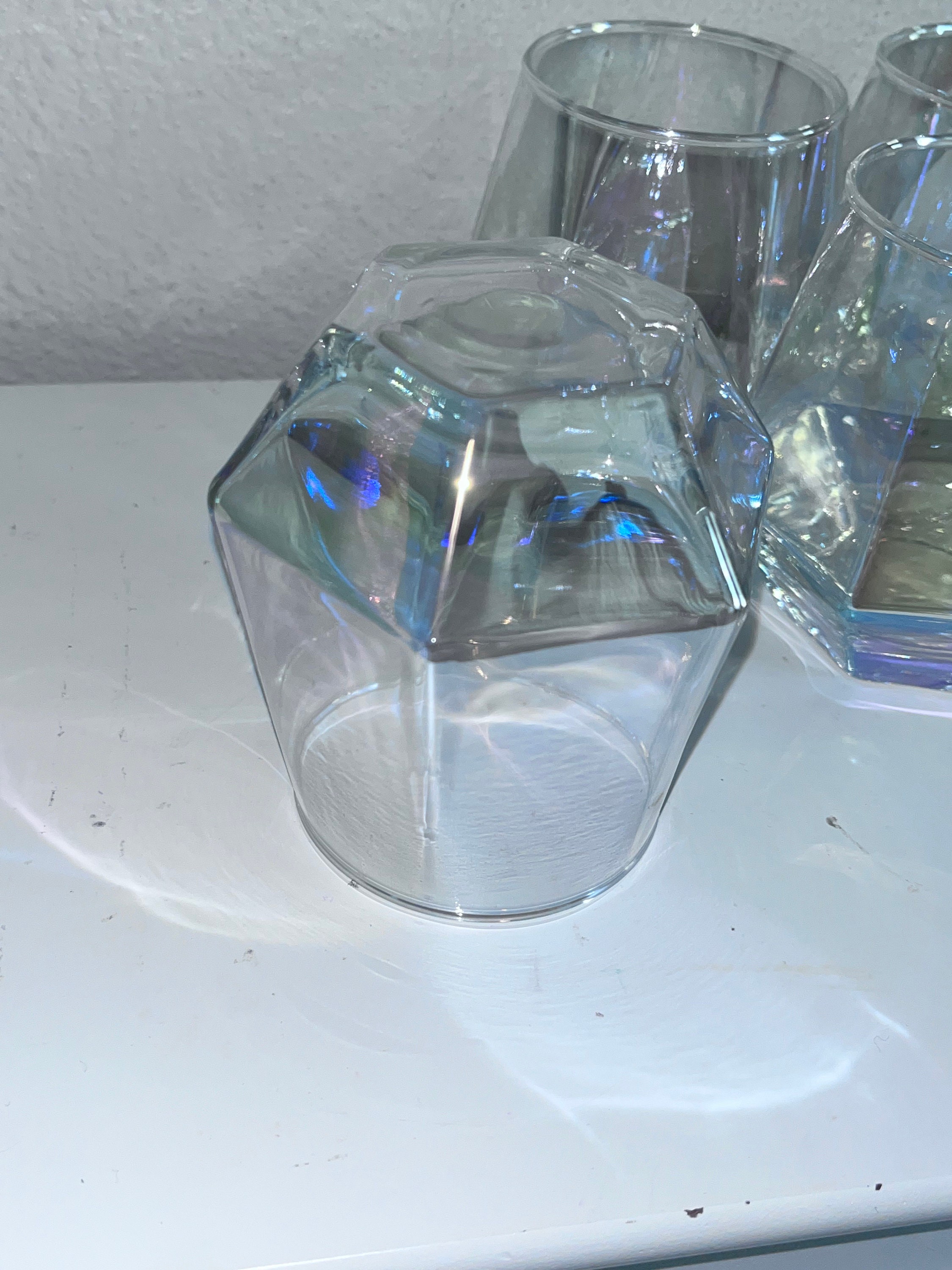 Iridescent Diamond Shape, Glass Cups - Etsy