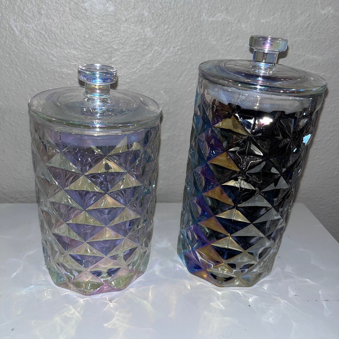 Glass Diamond Print Iridescent Jars - Etsy