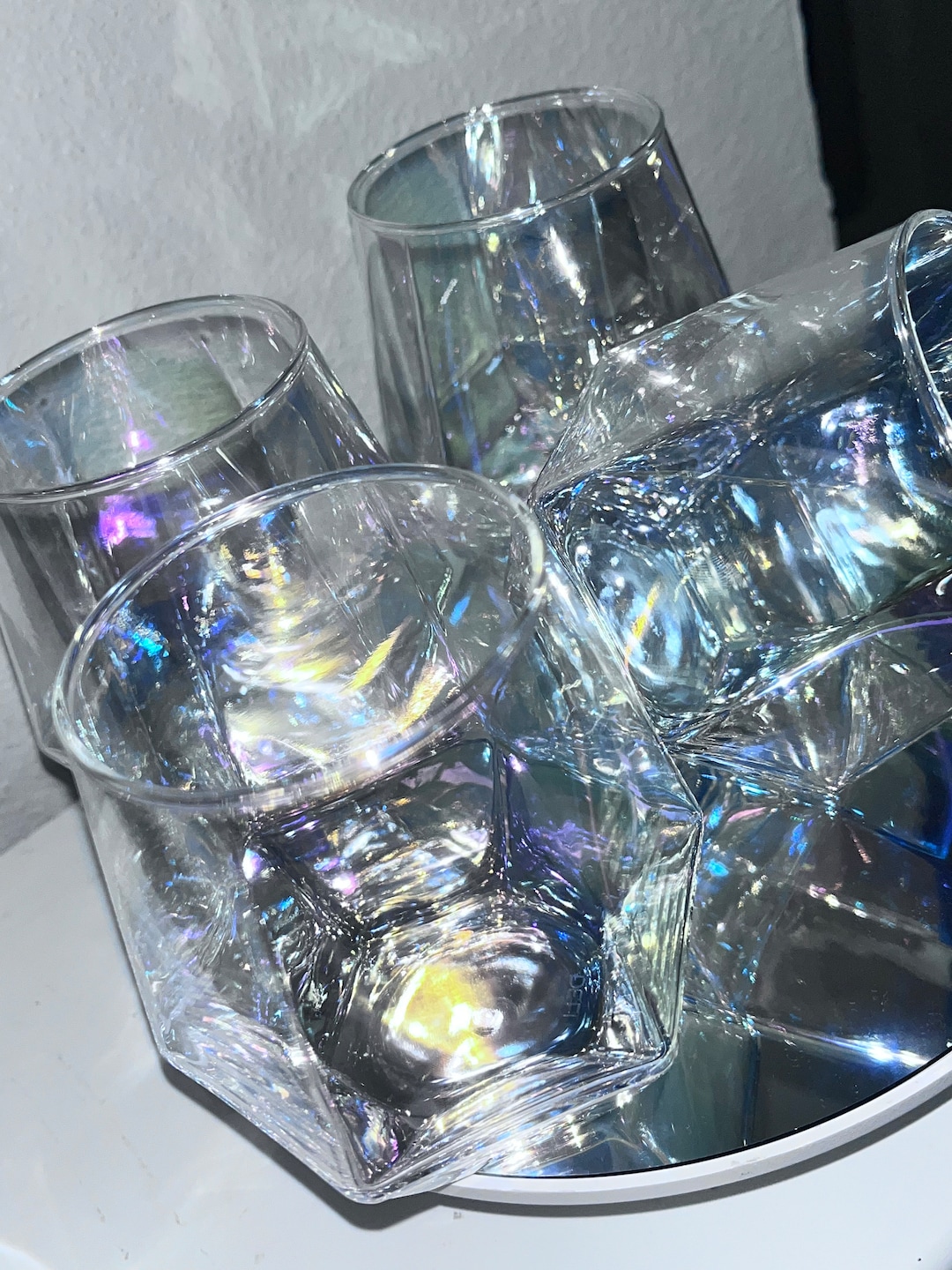 Iridescent Diamond Shape, Glass Cups - Etsy