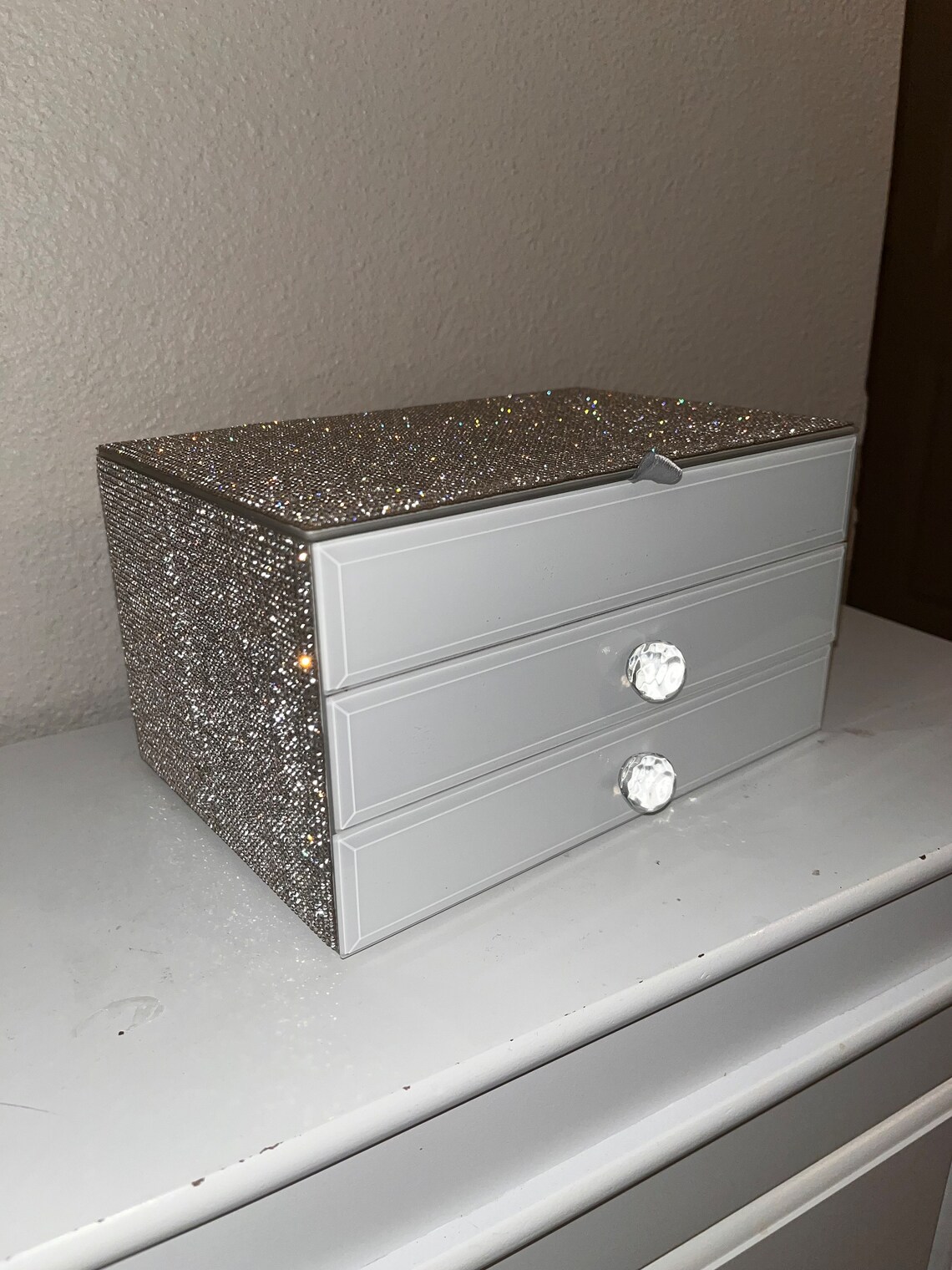 White Diamond Glass Jewelry Box - Etsy