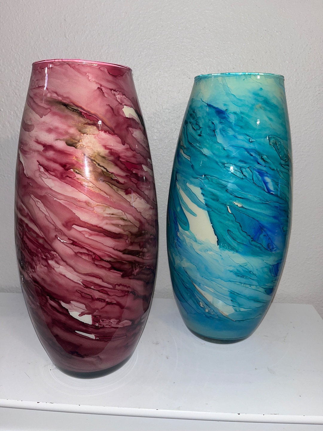 XL Resin Painted Glass Vases - Etsy