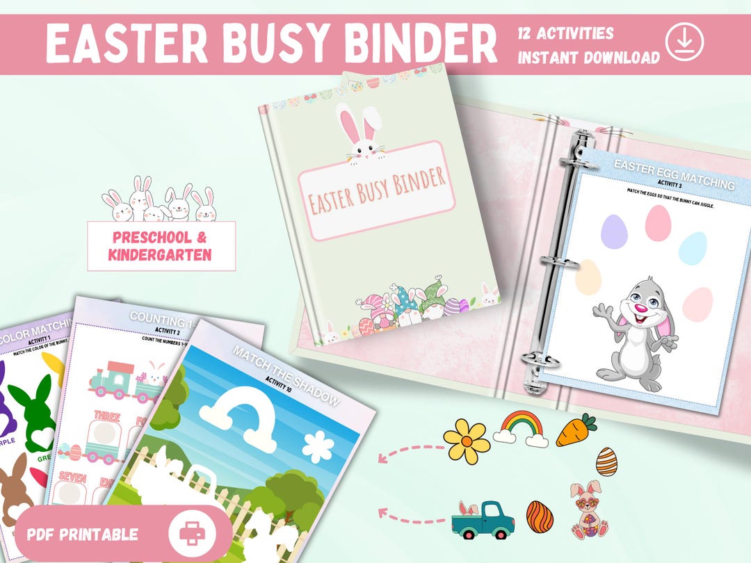 Easter Busy Book, Printable Activity Book, Learning Games, Matching ...