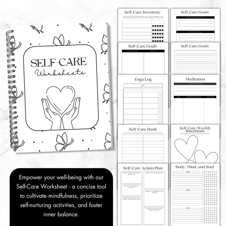 Self Care Worksheets Bundle, Self Care Planner, Self Care Calendar ...
