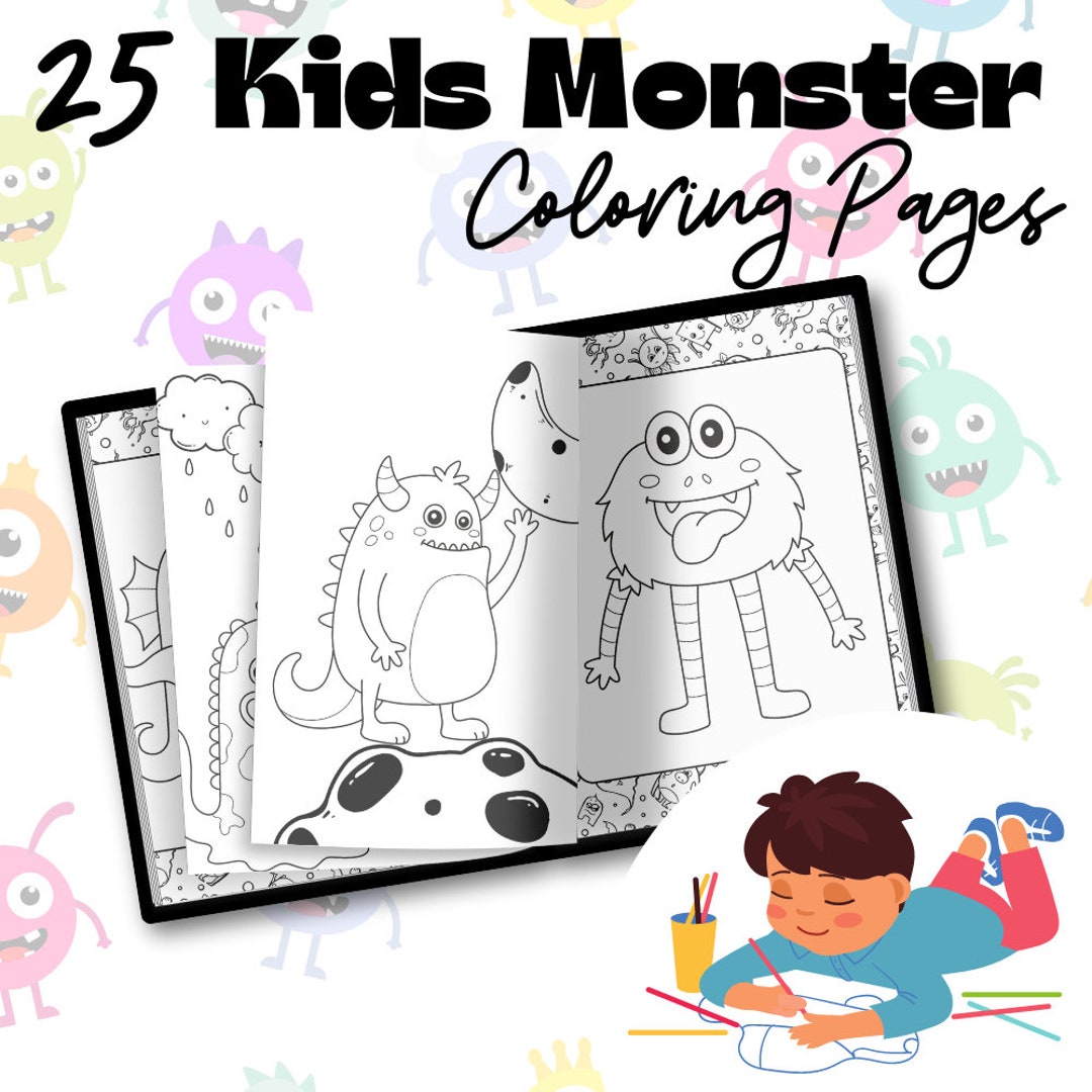 Kids Monster Coloring Sheets, Kids Fun Coloring Activity, Kids Coloring ...