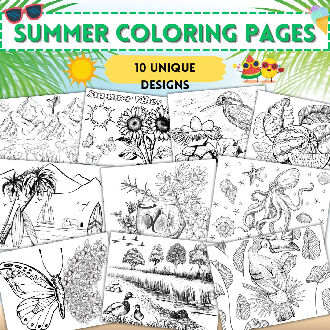 Adult Summer Coloring Pages, Summer Coloring Pages, Summer Activity ...