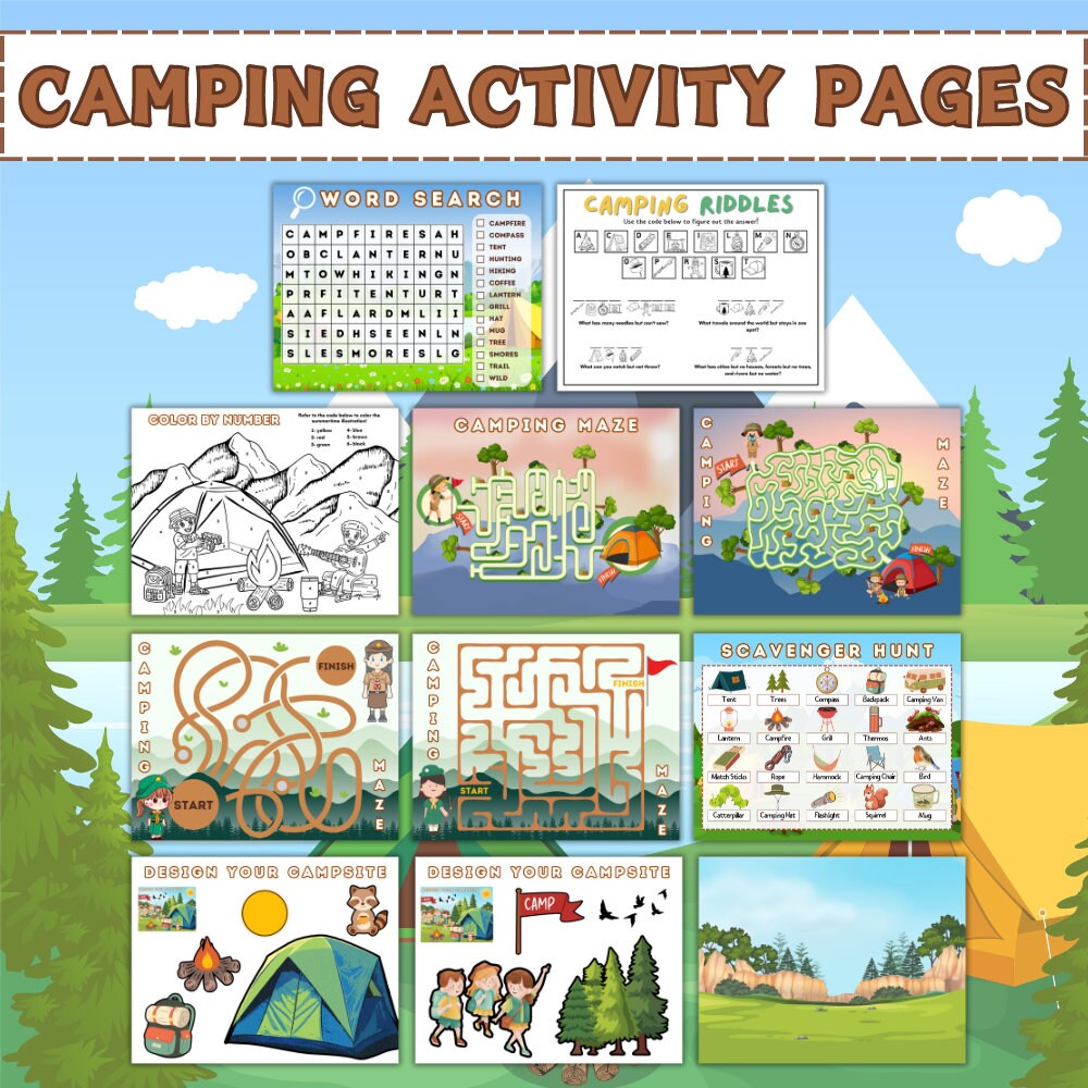 Kids Camping Activity Booklet, Kids Camping Activities, Kids Workbook ...