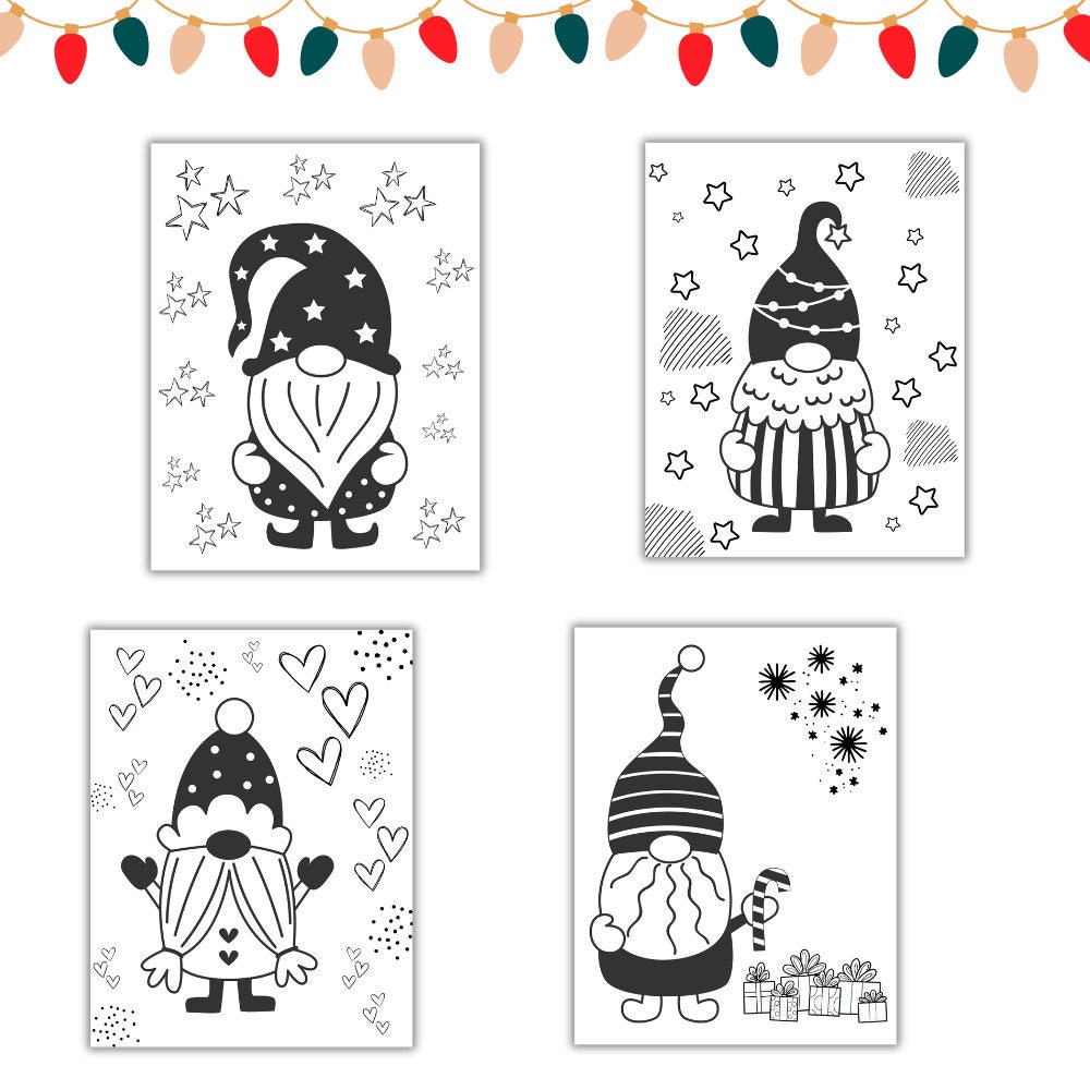 Gnome Christmas Coloring Pages, Kids Gnome Activity Coloring Sheets ...