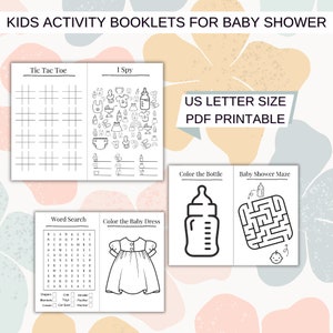 Kids Baby Shower Activity Book, Baby Shower Activities, Baby Shower ...