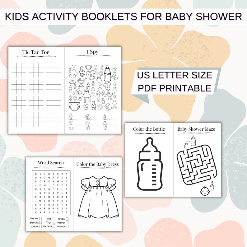 Kids Baby Shower Activity Book, Baby Shower Activities, Baby Shower ...
