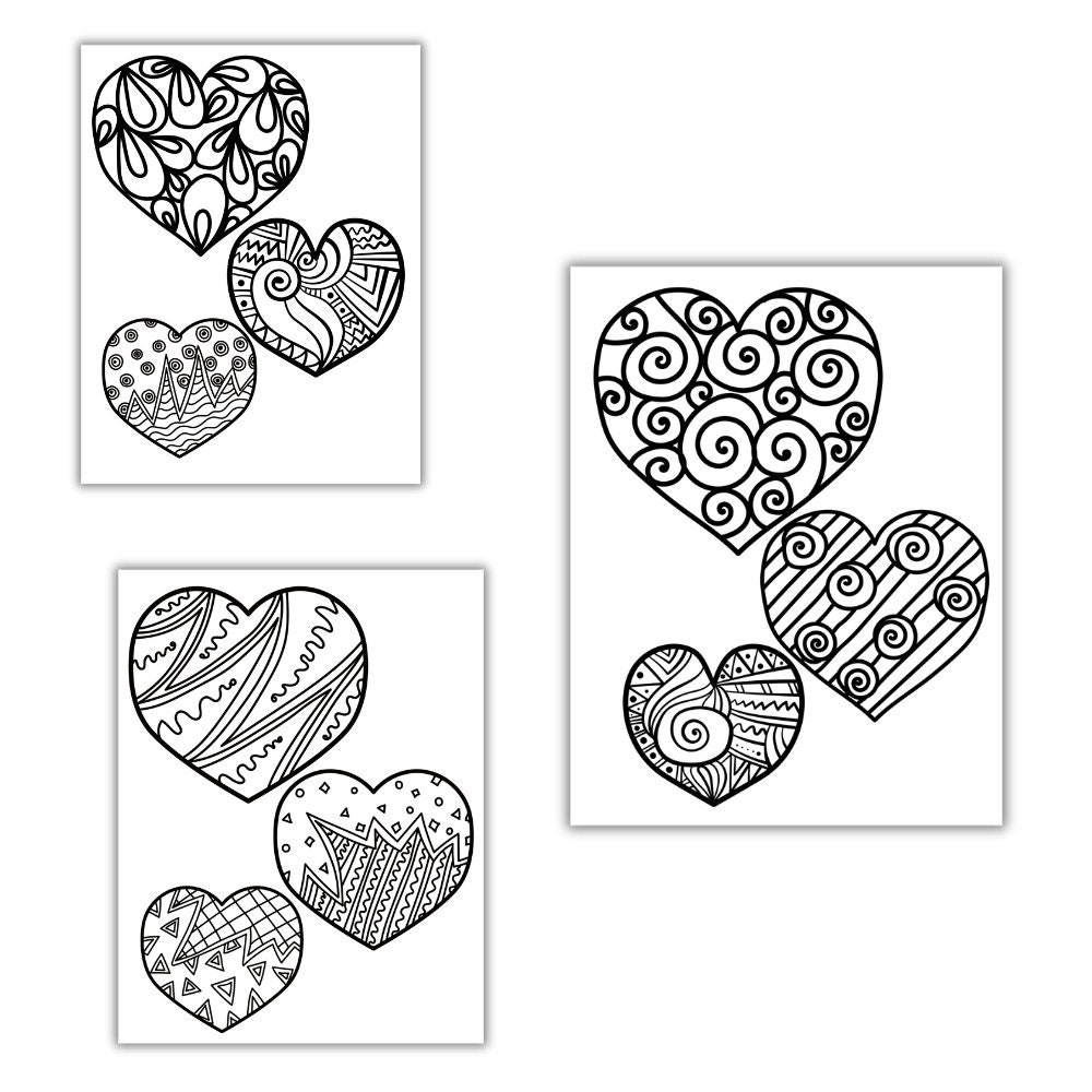 Heart Coloring Pages, Kids Heart Coloring Sheets, Valentine Coloring ...