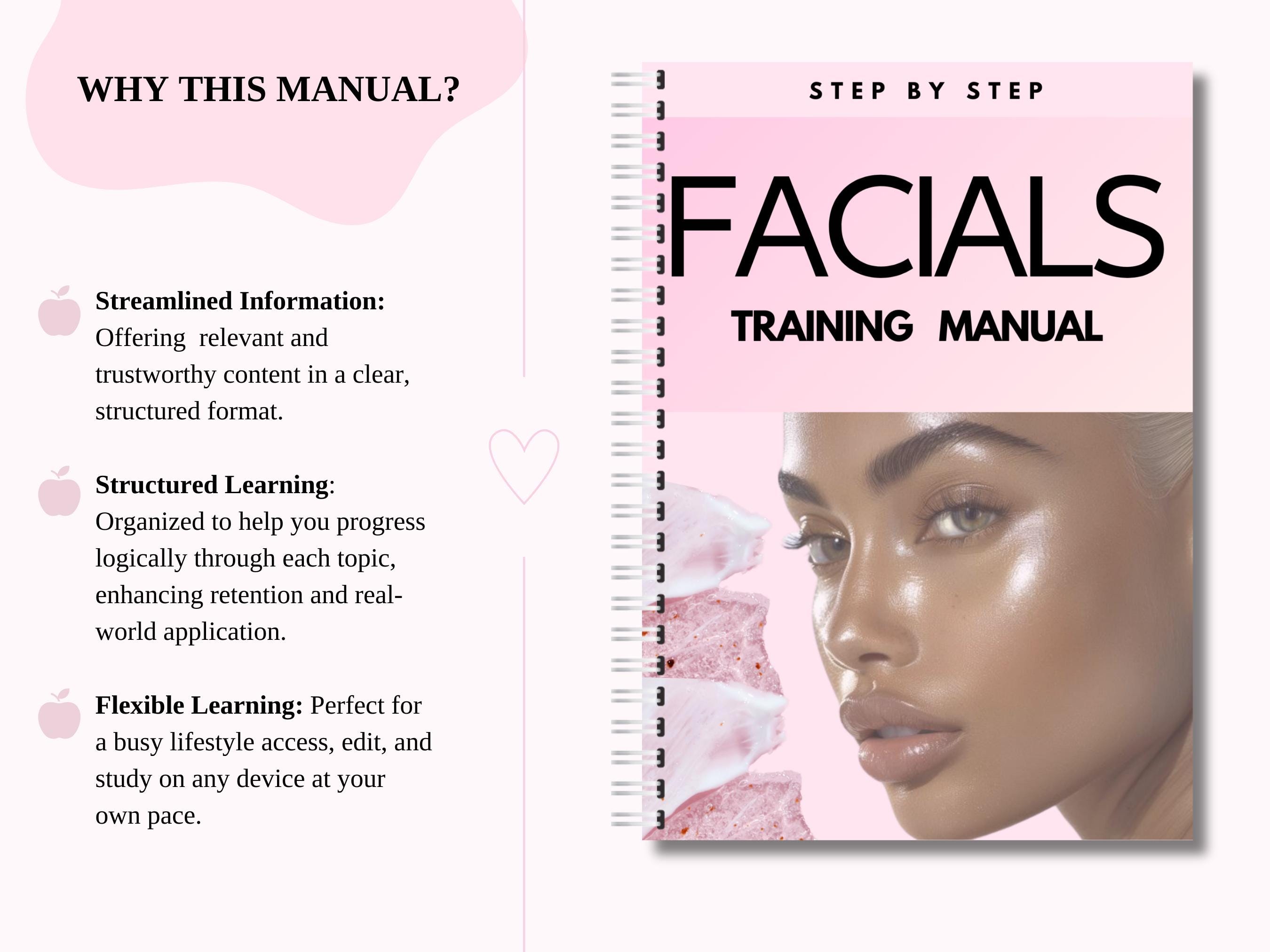 Facials Training Manual, Step by Step Editable Guide, Skin Care ...