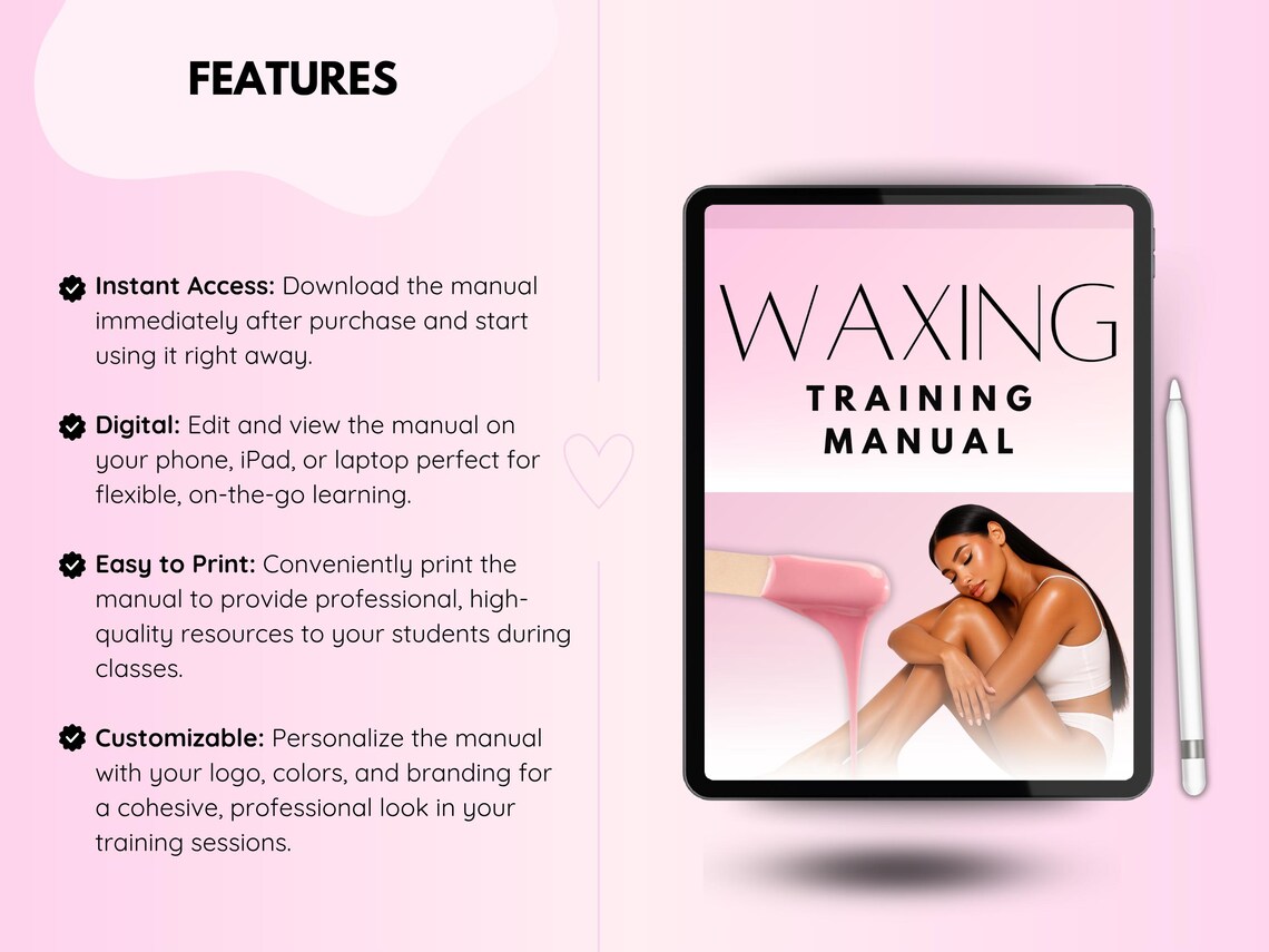 Waxing Training Manual, Step by Step Editable Guide, Skin Care ...