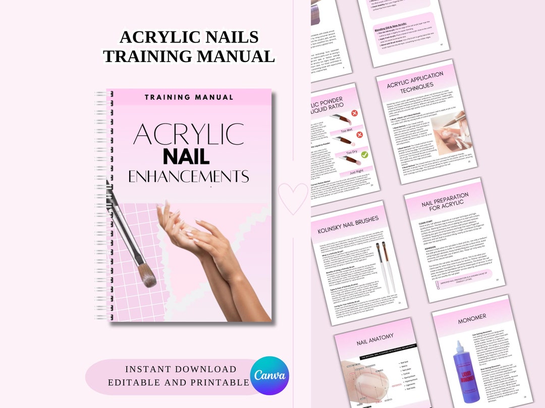 Acrylic Nails Training Manual, Step by Step Editable Guide, Nail Tech ...