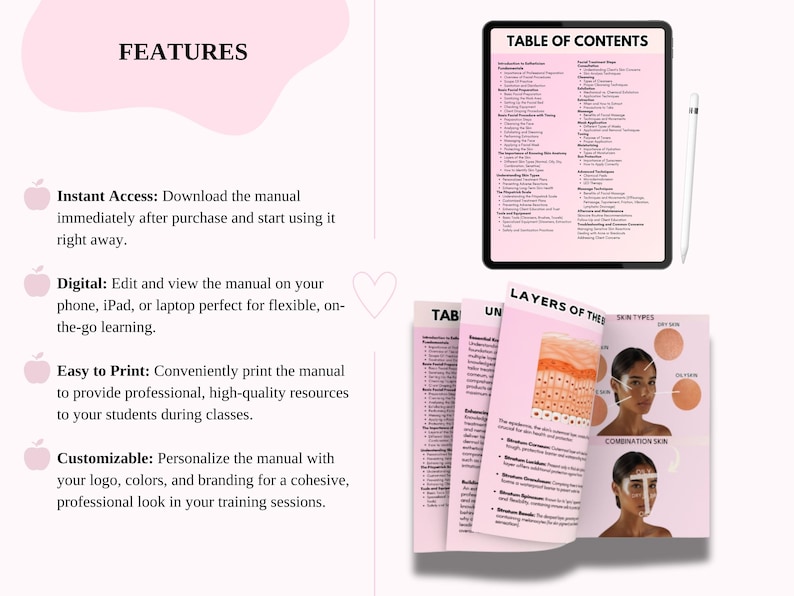 Facials Training Manual, Step by Step Editable Guide, Skin Care ...
