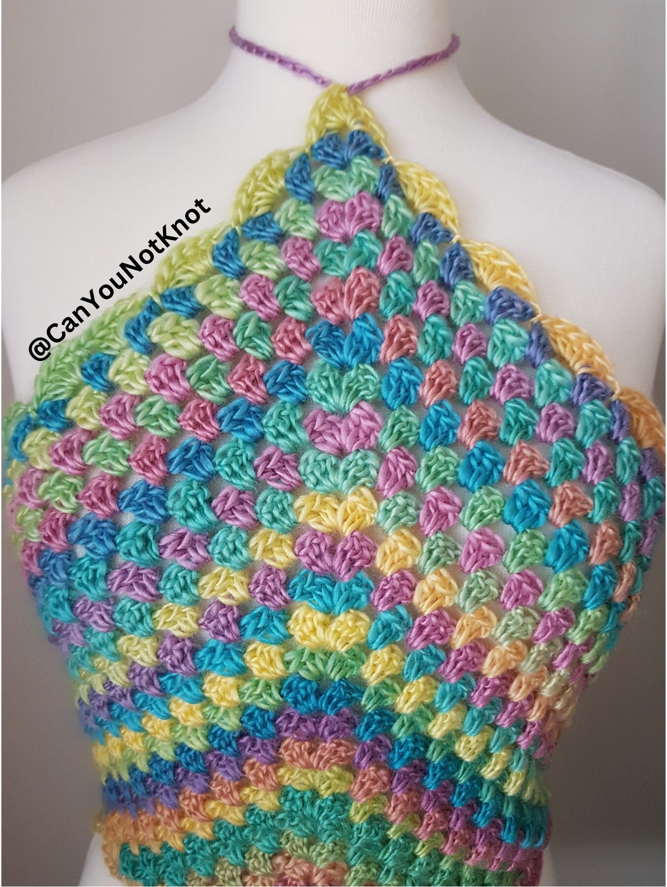 Crochet PDF PATTERN for Backless Triangle Halter Top in English for ...