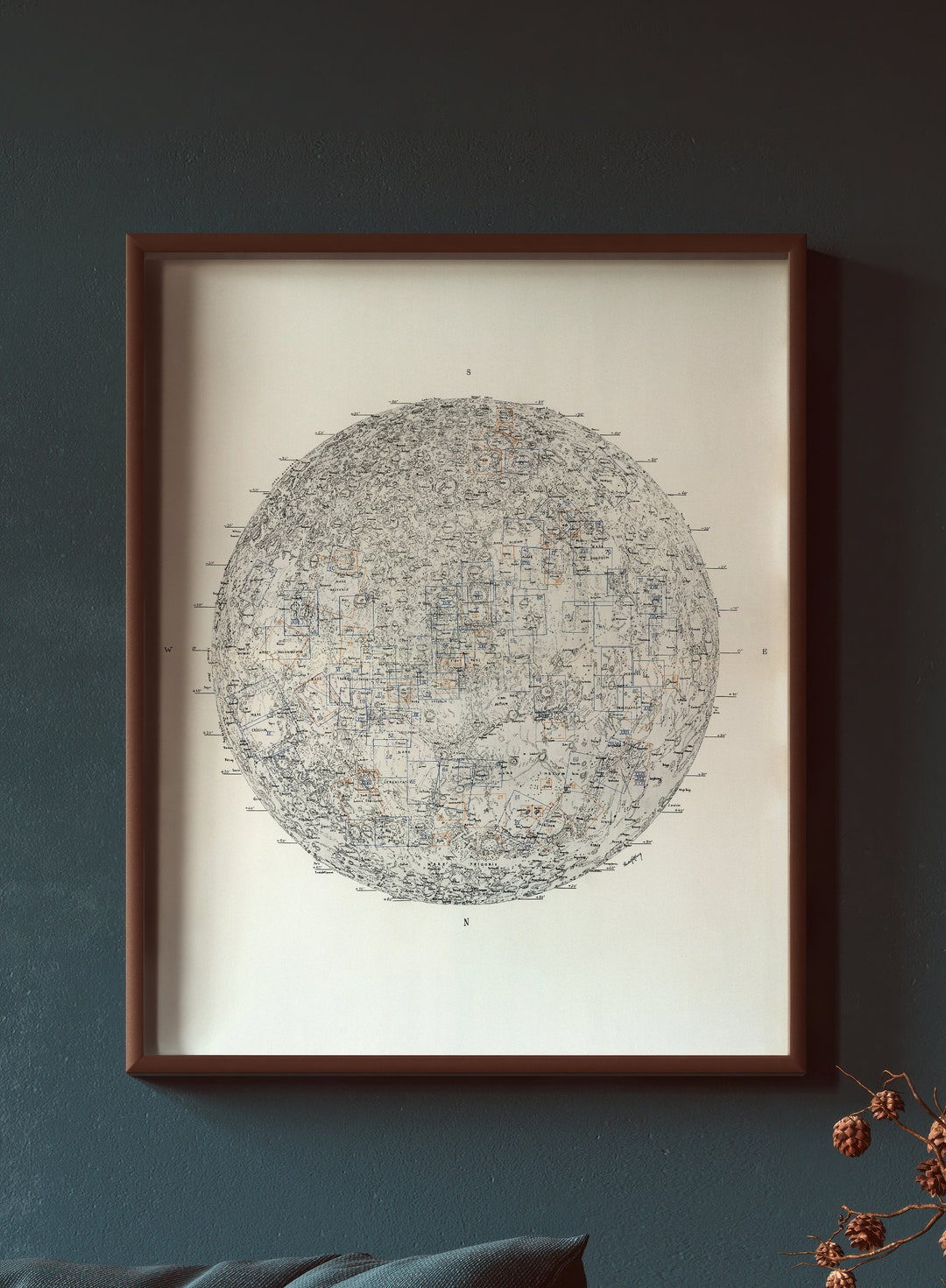 General Map of the Moon, Space Art, 1912. Art Print Vintage, Wall Art ...