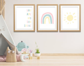You Are My Sunshine Boho Nursery Prints Set of 3 Digital - Etsy
