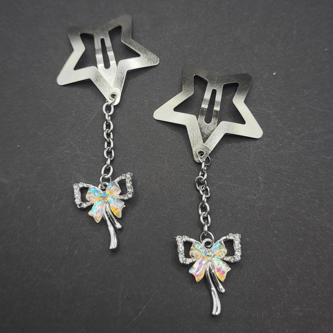 Y2K Bow Star Hairclips Handmade Cute Gift - Etsy