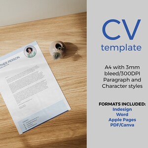 CV Template, Easy to Amend: Word, Indesign, Pages and PDF - Etsy