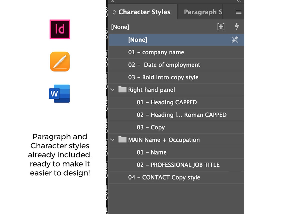 CV Template, Easy to Amend: Word, Indesign, Pages and PDF - Etsy