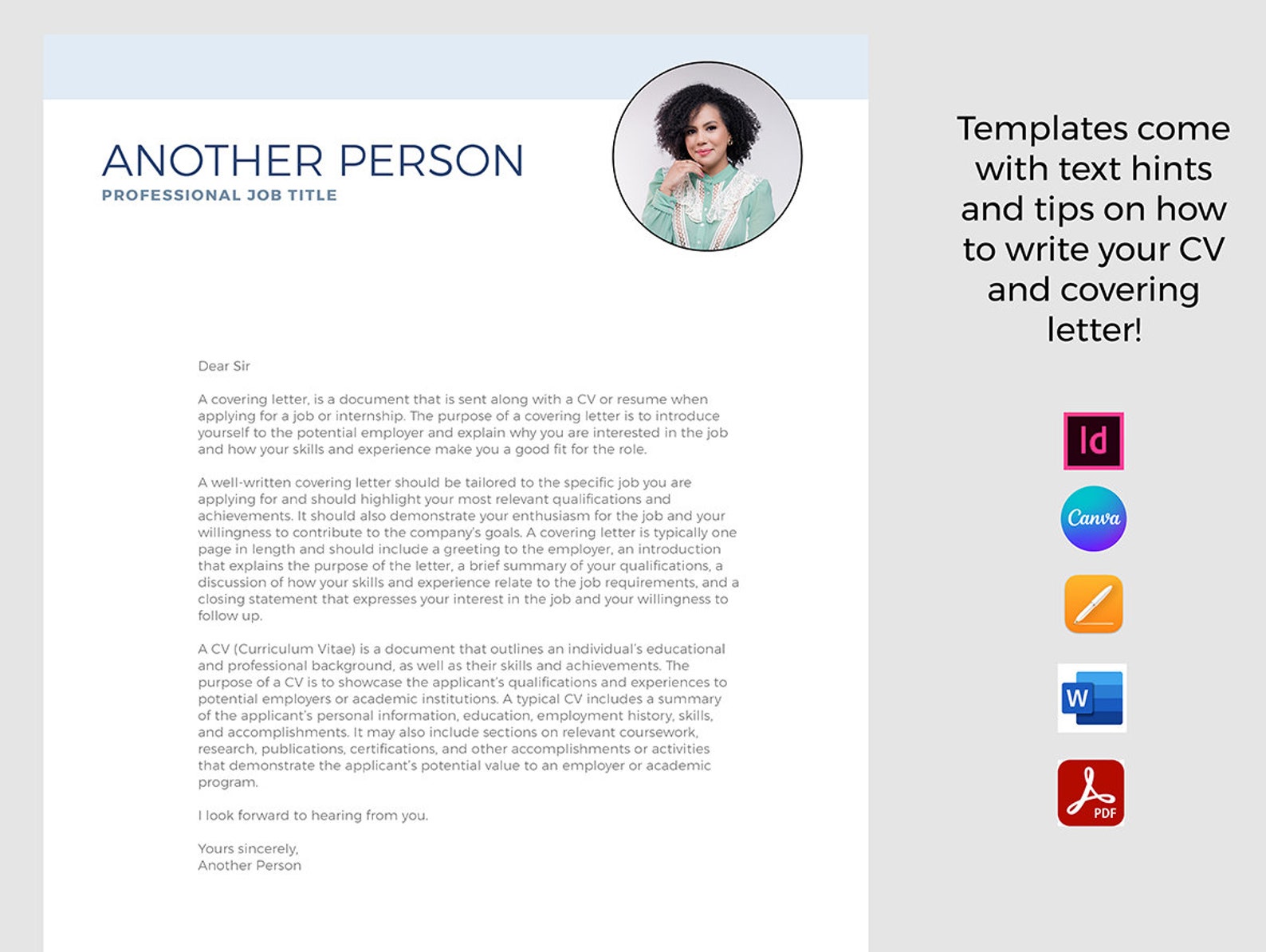 CV Template, Easy to Amend: Word, Indesign, Pages and PDF - Etsy