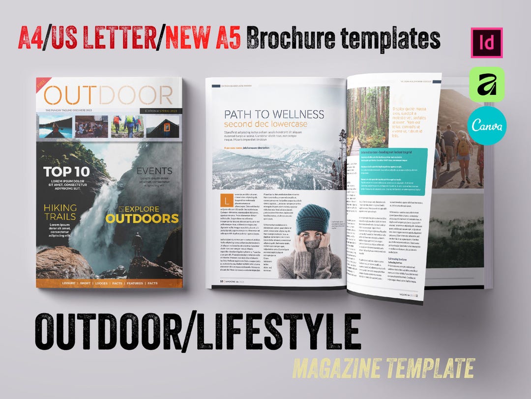 Tourism, Advertising, Lifestyle, Outdoor, Well-being Templates: A4, A5 ...