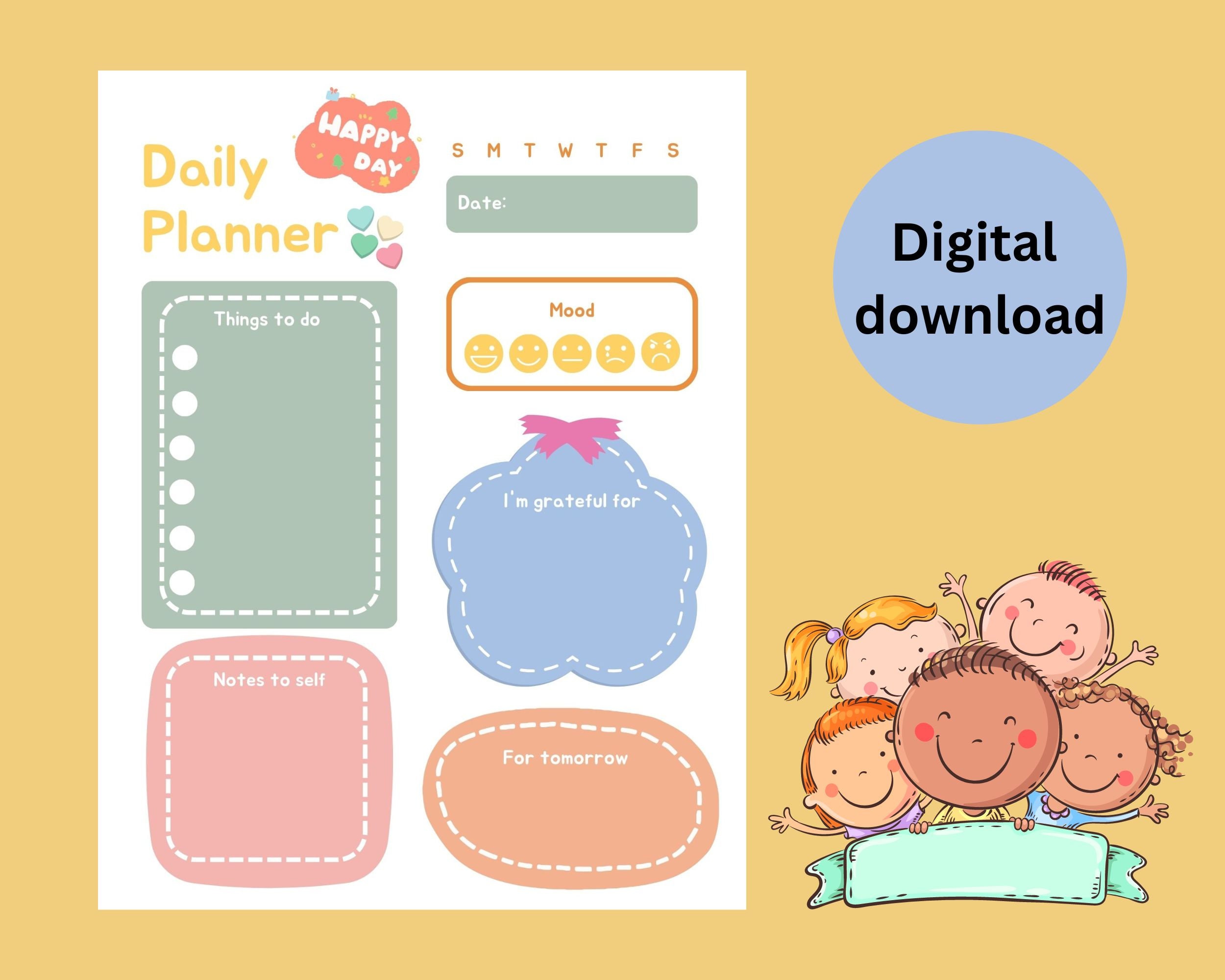 Kids Daily Planner Printable, Cute Planner Template, Digital Daily ...
