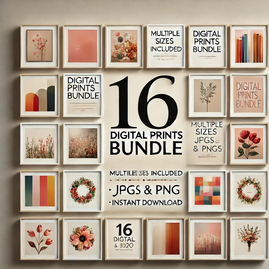 16 Digital Prints Bundle | Multiple Sizes | Wall Art for Home & Office ...