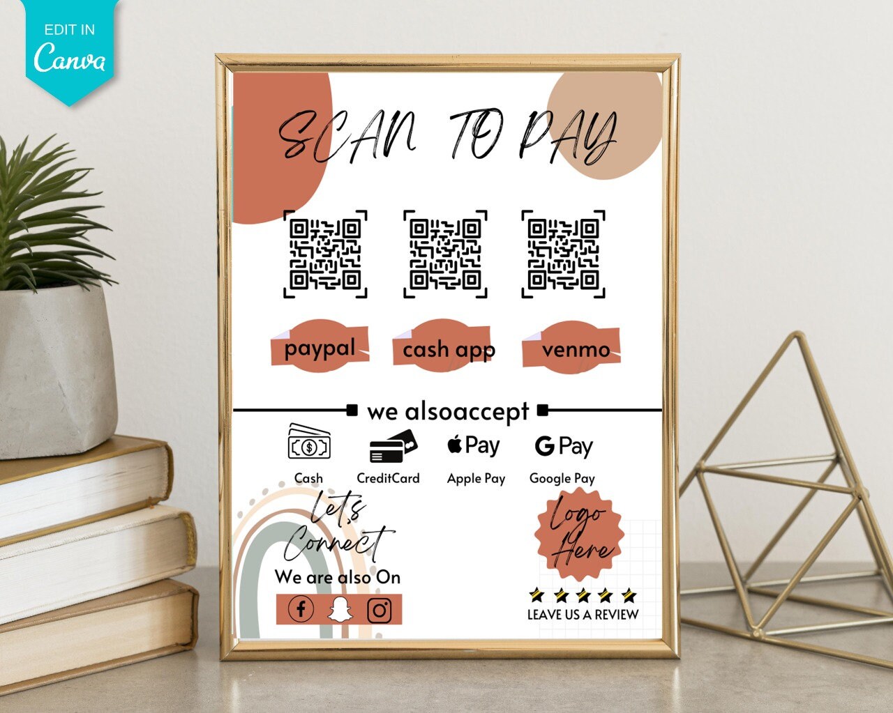 Printable Payment Sign - Scan to Pay Template - Custom QR Code Sign ...