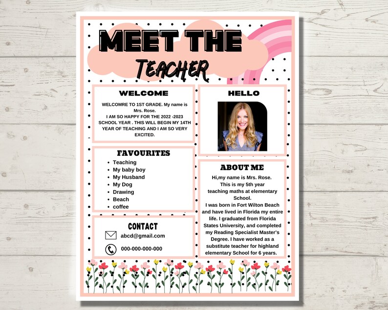 Customizable Meet the Teacher Template for New Educators | Back to ...