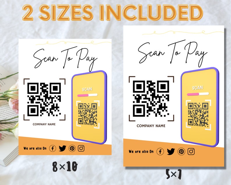 Editable Scan to Pay Card - Customizable Canva Template, Digital QR ...