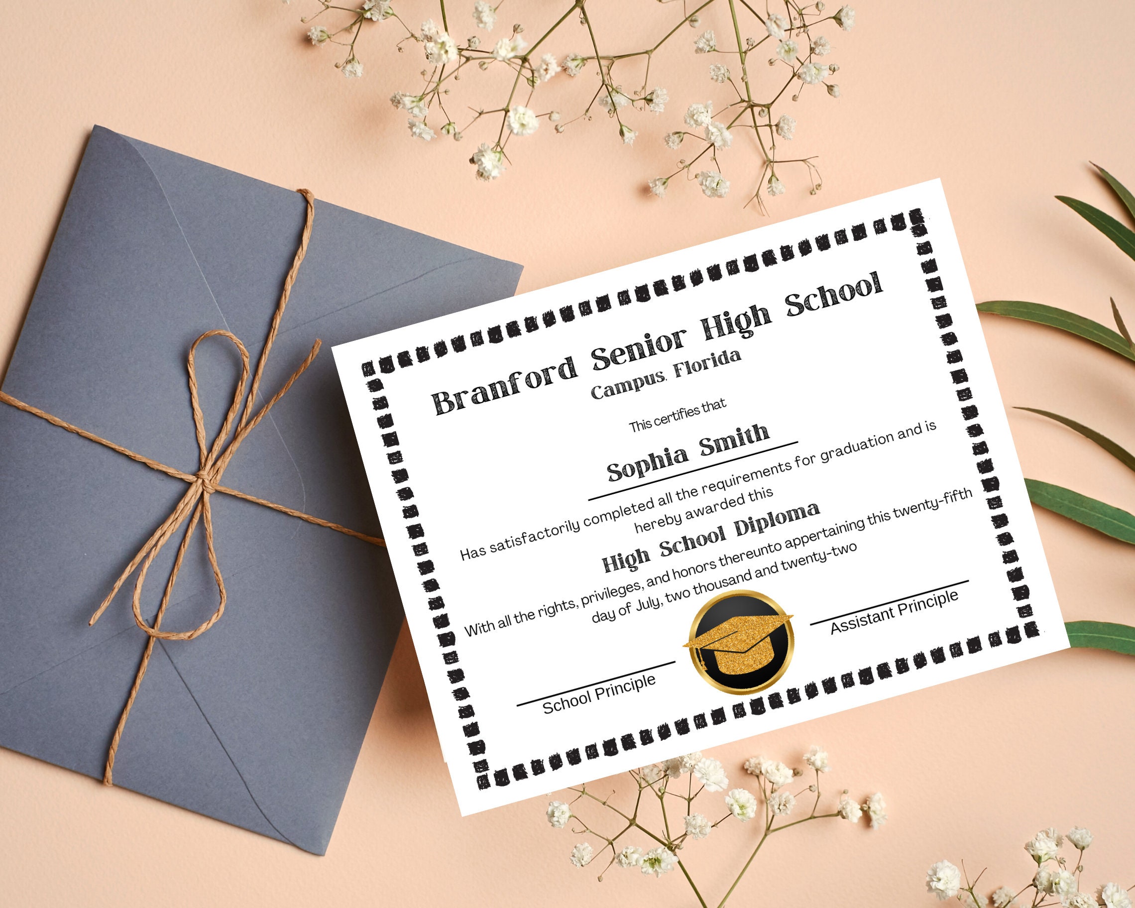 Editable Home School Diploma Template Custom Graduation Certificate ...