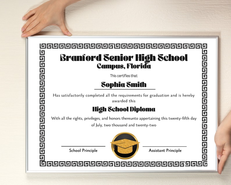 Printable High School Diploma Template Editable PDF File Unlimited Uses ...