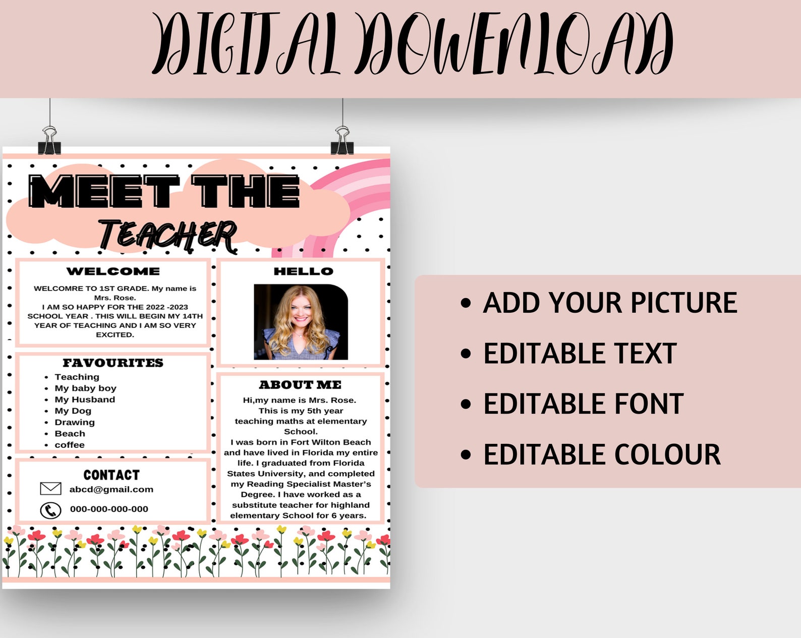 Customizable Meet the Teacher Template for New Educators | Back to ...
