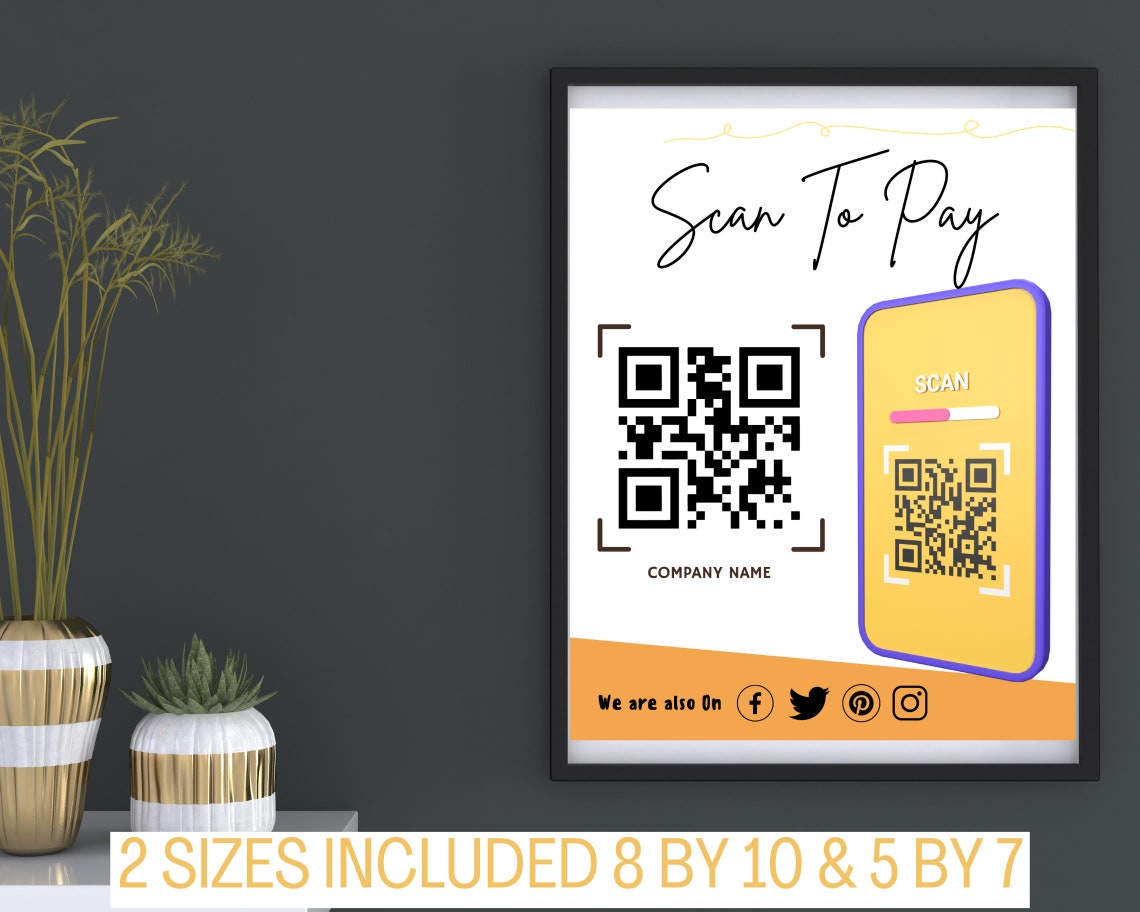 Editable Scan to Pay Card - Customizable Canva Template, Digital QR ...