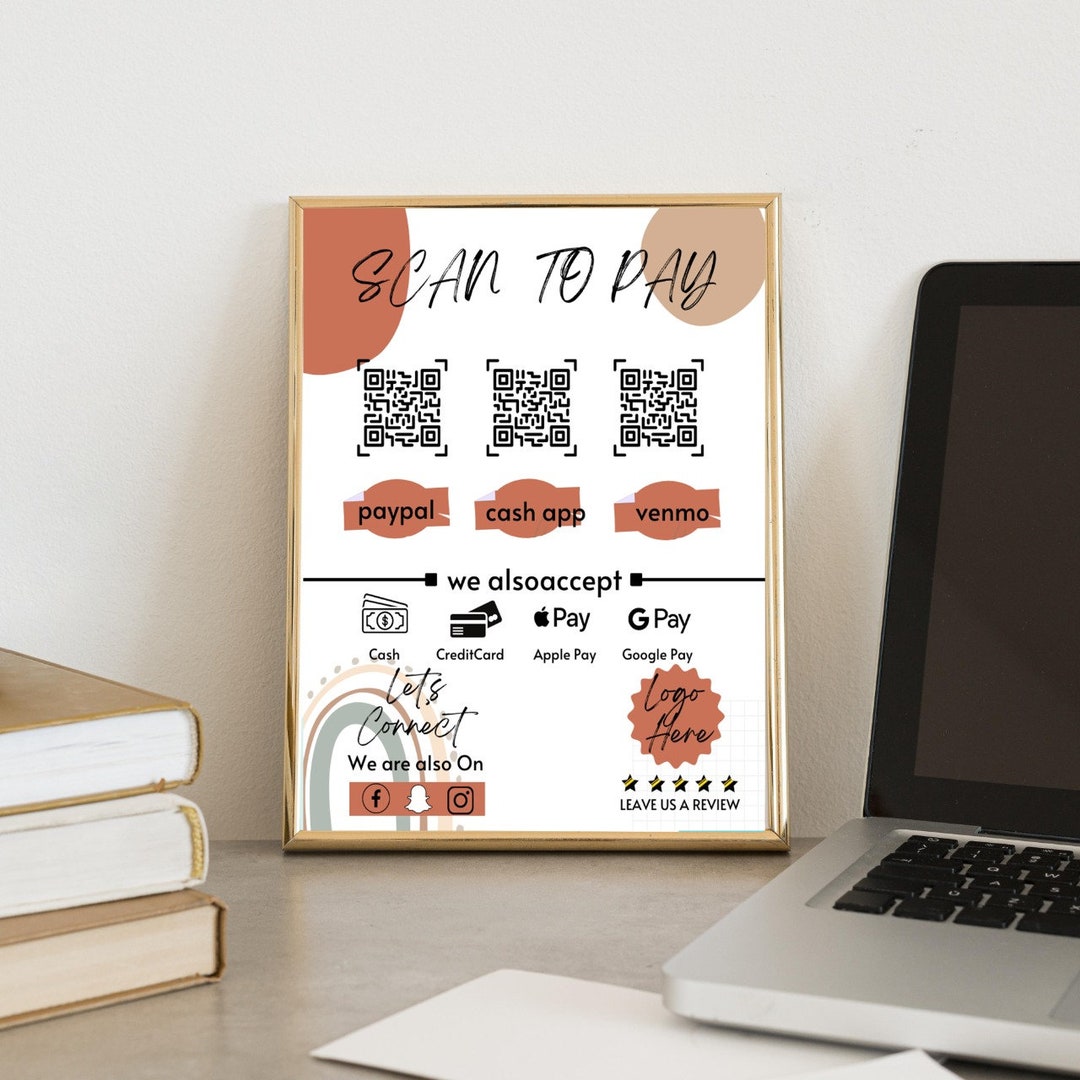 Printable Payment Sign Scan to Pay Template Custom QR Code Sign ...