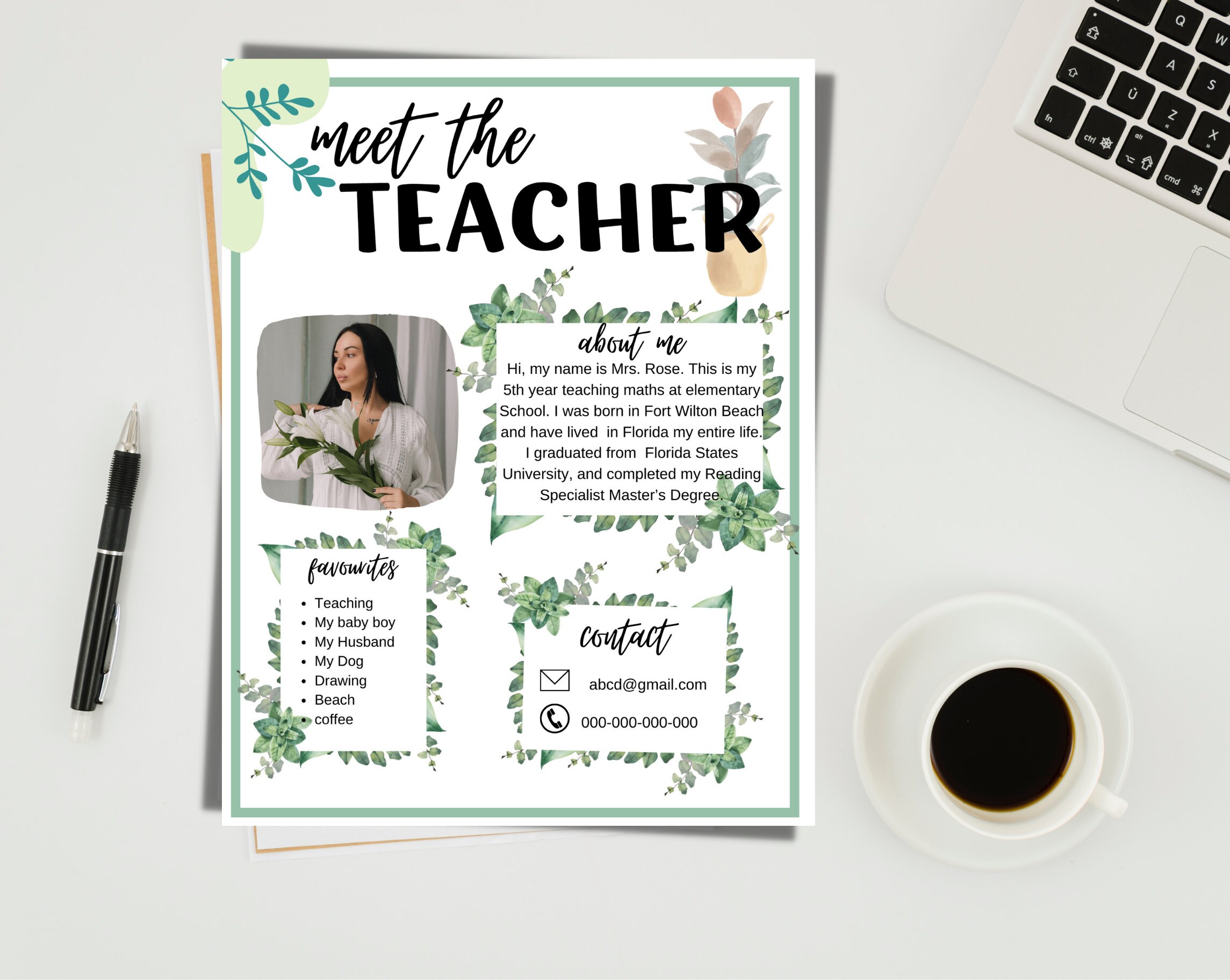 Fully Customizable Meet the Teacher Template | Perfect for Introducing ...