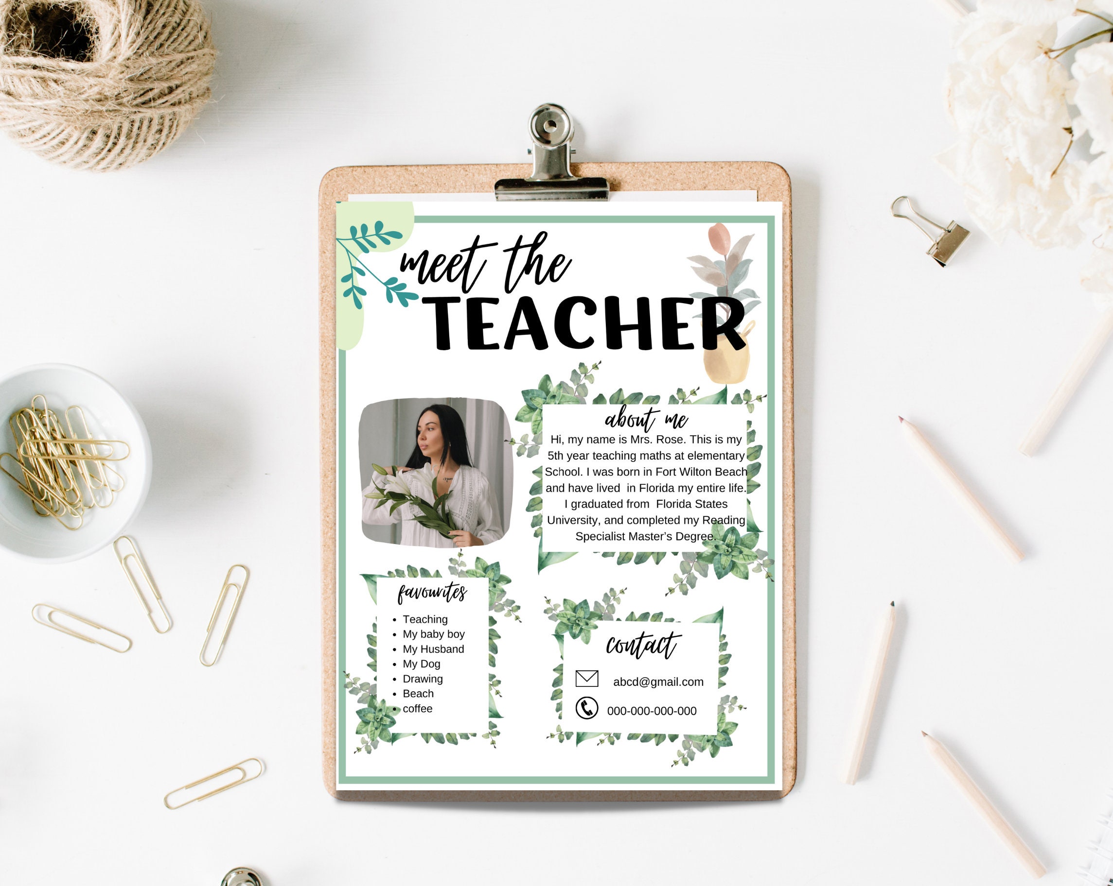 Fully Customizable Meet the Teacher Template | Perfect for Introducing ...
