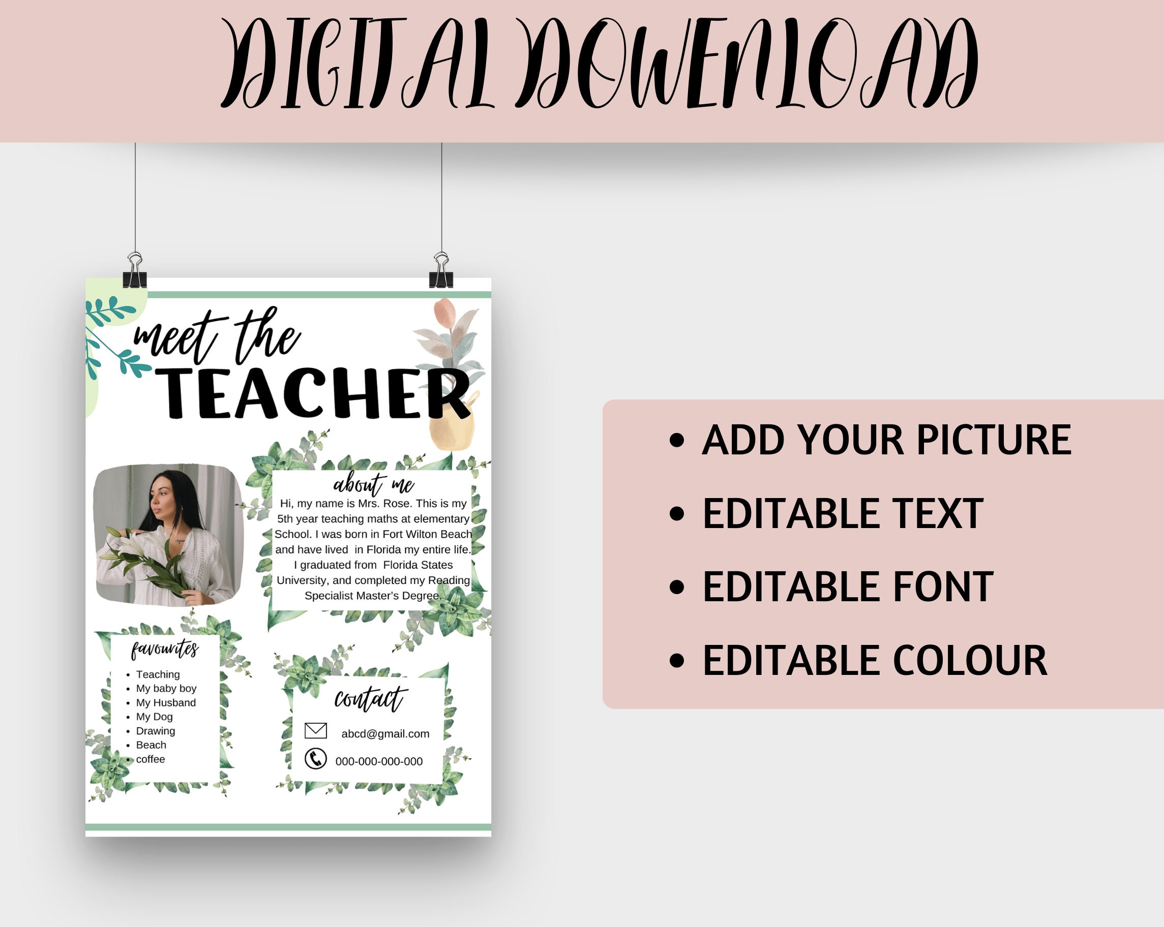 Fully Customizable Meet the Teacher Template | Perfect for Introducing ...