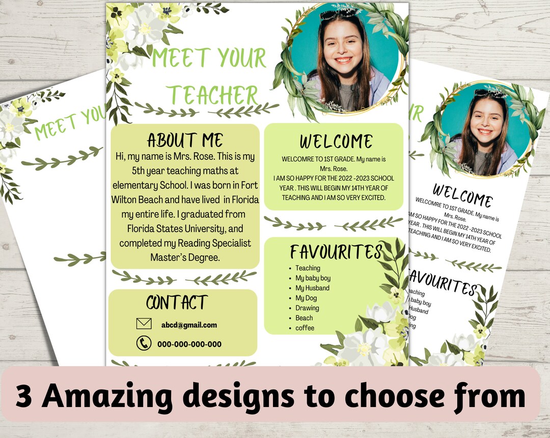 Editable Meet the Teacher Template for Back to School Customizable ...
