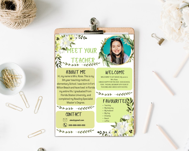 Editable Meet the Teacher Template for Back to School Customizable ...