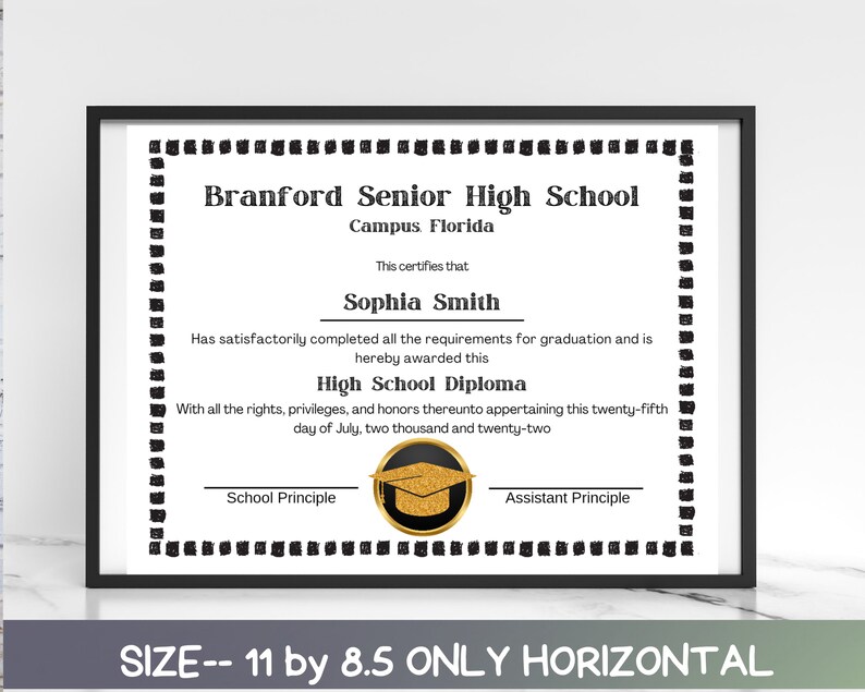 Editable Home School Diploma Template Custom Graduation Certificate ...
