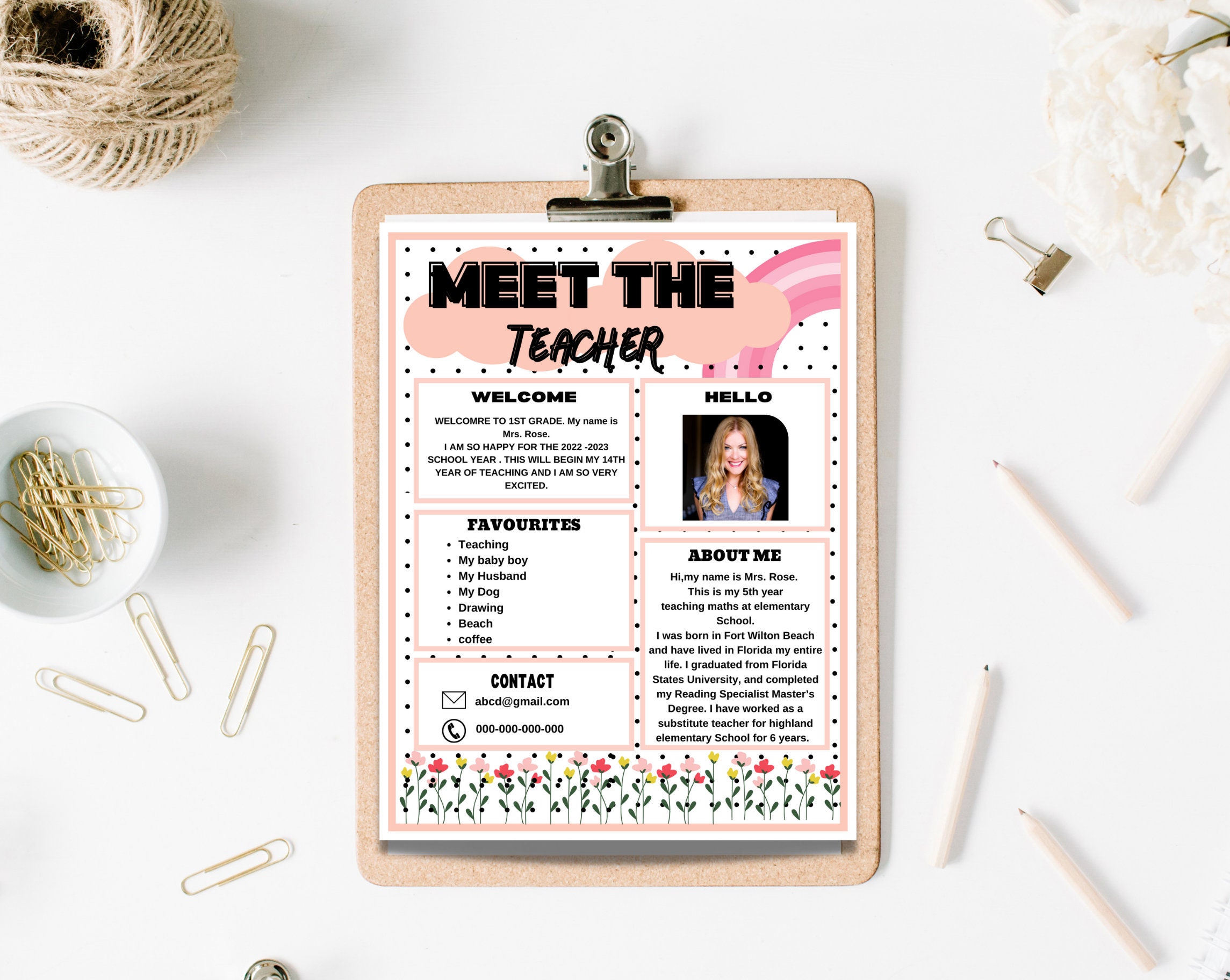 Customizable Meet the Teacher Template for New Educators | Back to ...